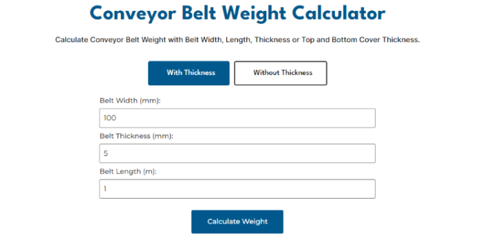 Rubber Conveyor Belt Weight Calculation Methods and Chart